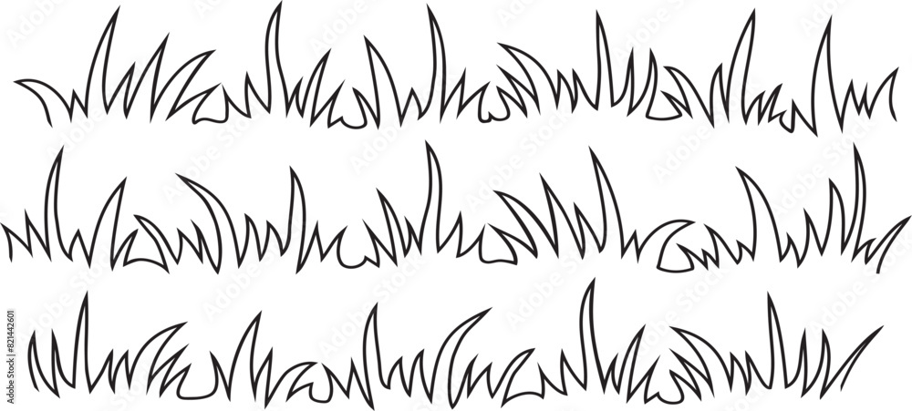 Bush doodle line icon, grass hand draw, meadow sketch, small garden ...