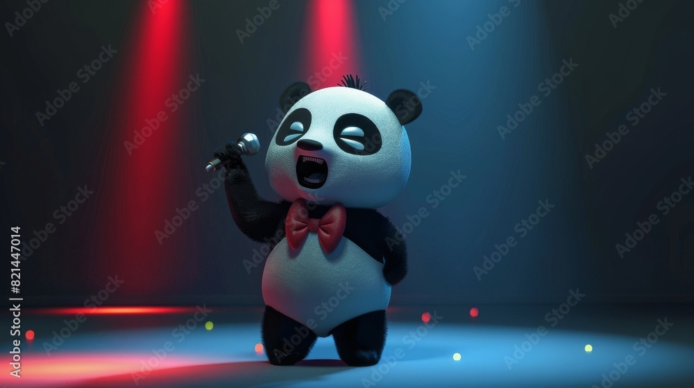 Cute panda singing on stage for kids entertainment Stock Illustration ...