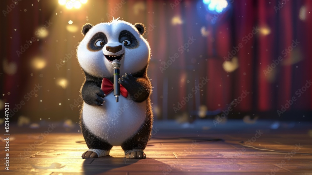 Cute panda singing on stage for kids entertainment Stock Illustration | Adobe Stock
