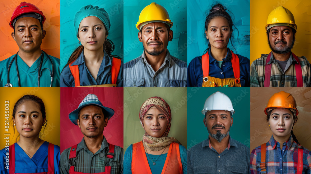 Portraits of diverse workers from various professions, showcasing unity ...