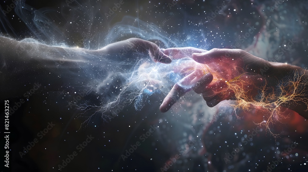 Illustrate a spiritual hand manipulating the wiring diagram of the ...