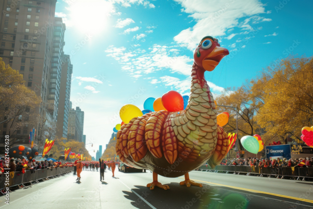 Vibrant Thanksgiving parade scene in New York City featuring a giant ...
