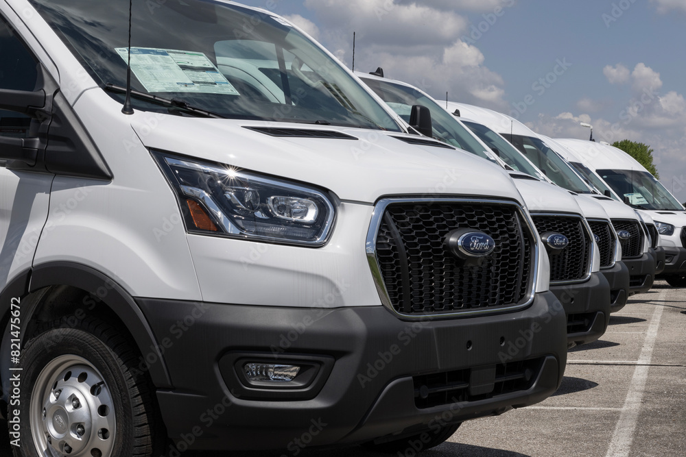Ford Transit 350 LR Cargo display at a dealership. The Ford Transit is ...