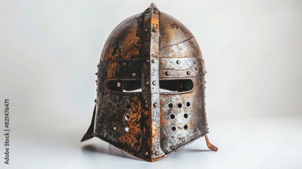 rusty ancient roman helmet on white background in high resolution and ...