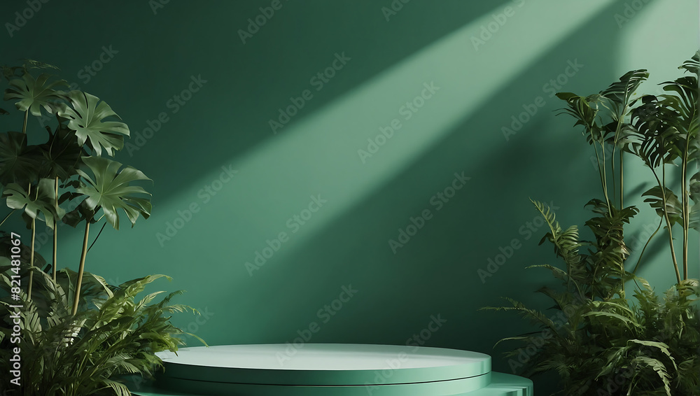 Luxury Green Podium 3D Display Platform for Product Showcasing, Modern ...