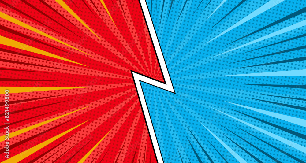 Comic book versus template background, classic pop-art style, superhero ...