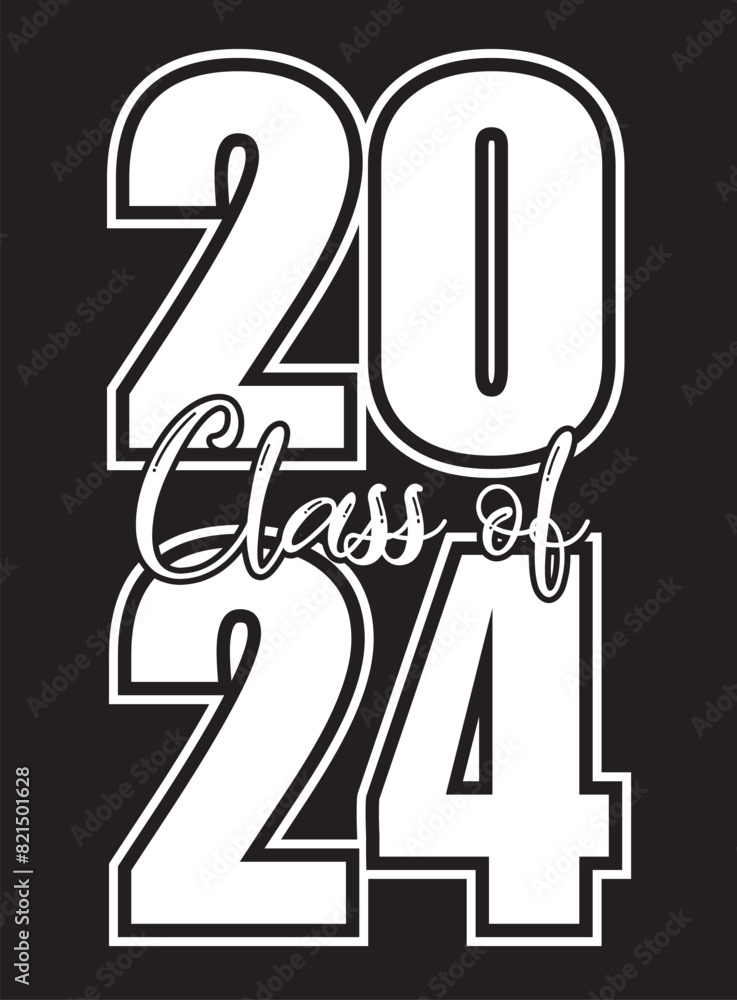 Graduating Class of 2024 Graduation Banner Black and White Stock Vector ...