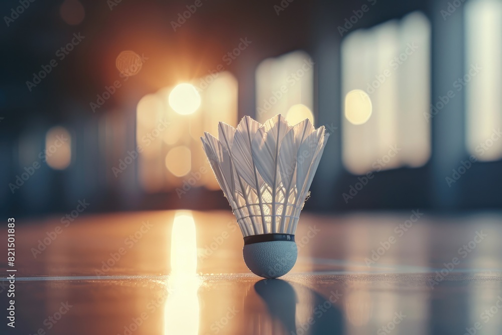Badminton shuttlecock with badminton court background. Sports theme ...