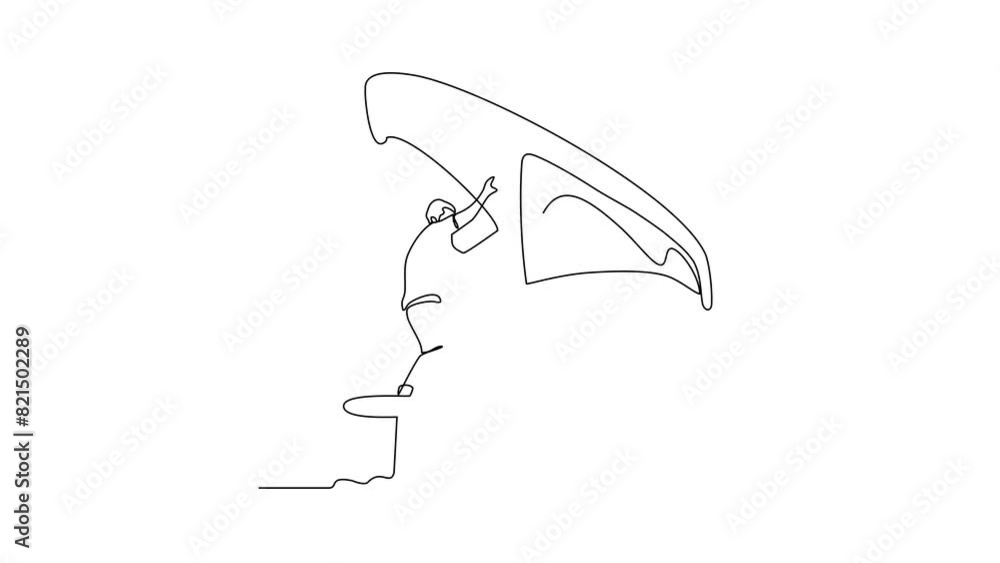 Animated self drawing of wing foil sport video illustration. Wing foil ...