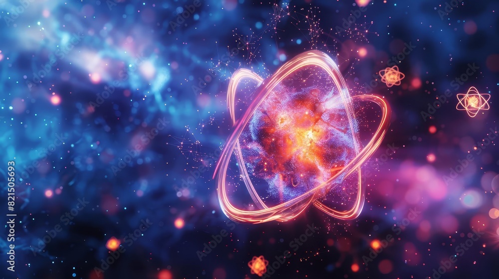 A detailed diagram showing the structure of an atom with labeled ...