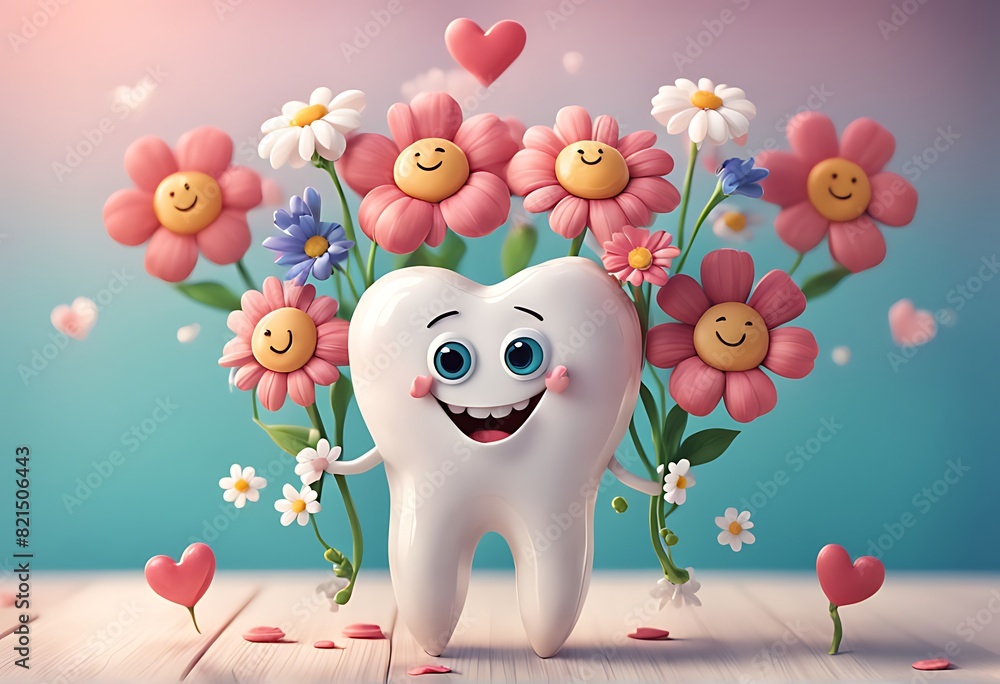 Dental Illustration for Mother's Day: Happy Tooth Character with ...