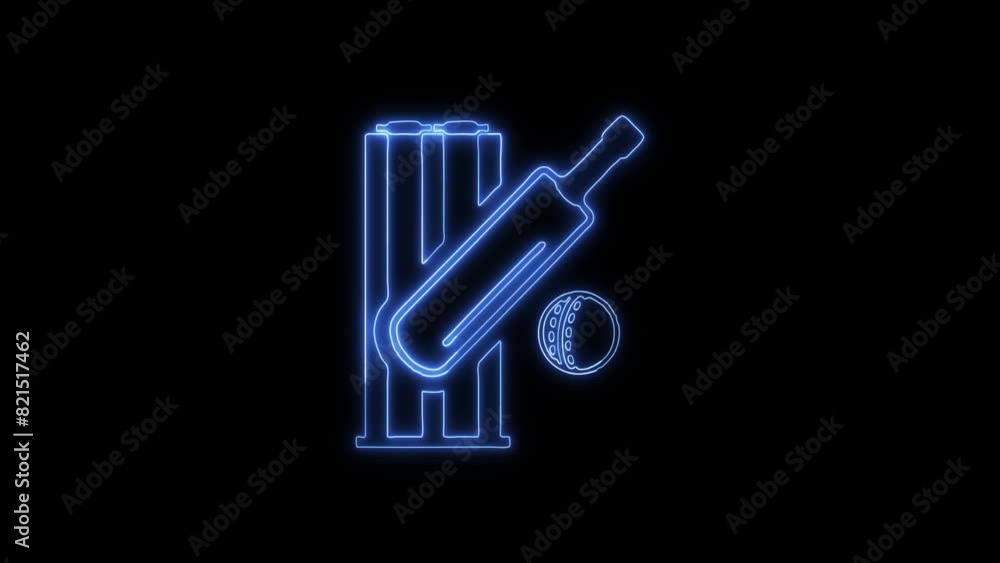 Neon Cricket Showcase Bat, Ball, and Stumps Icon and Symbol Animation ...