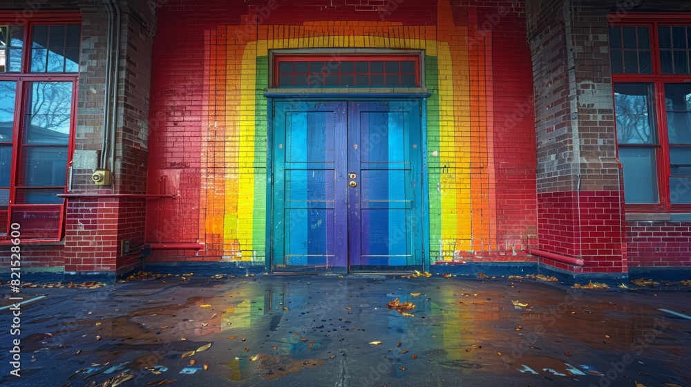 LGBTQA+ , LGBT : A photo of a rainbow flag displayed on a classroom ...