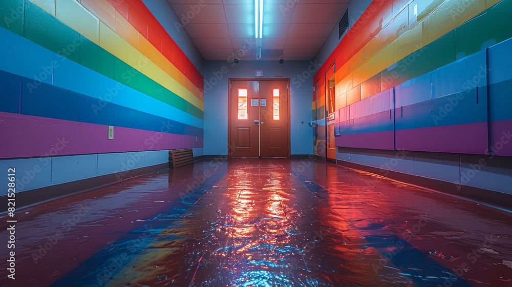 LGBTQA+ , LGBT : A photo of a rainbow flag displayed on a classroom ...