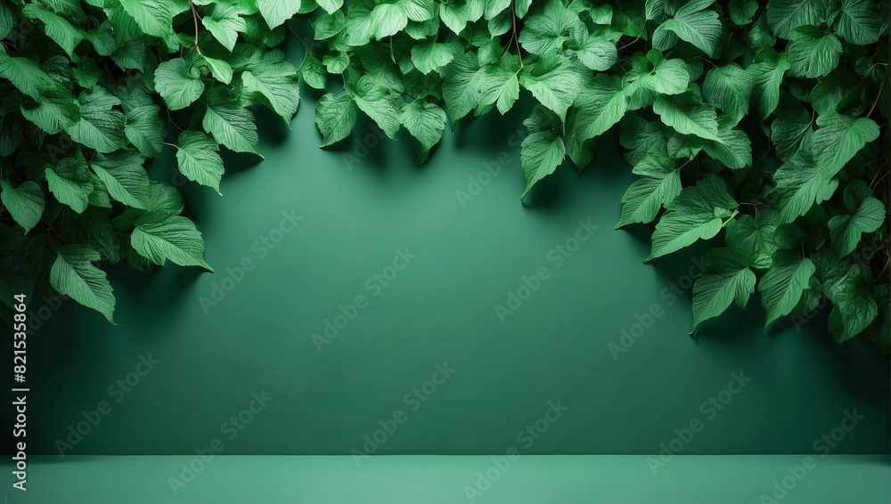 luxury leaf leaves in blank green natural background for product ...
