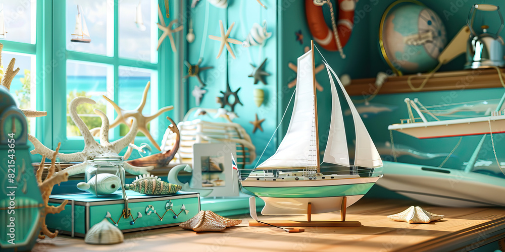 Ilustração do Stock: Oceanic Abode: An aquatic-inspired workspace ...