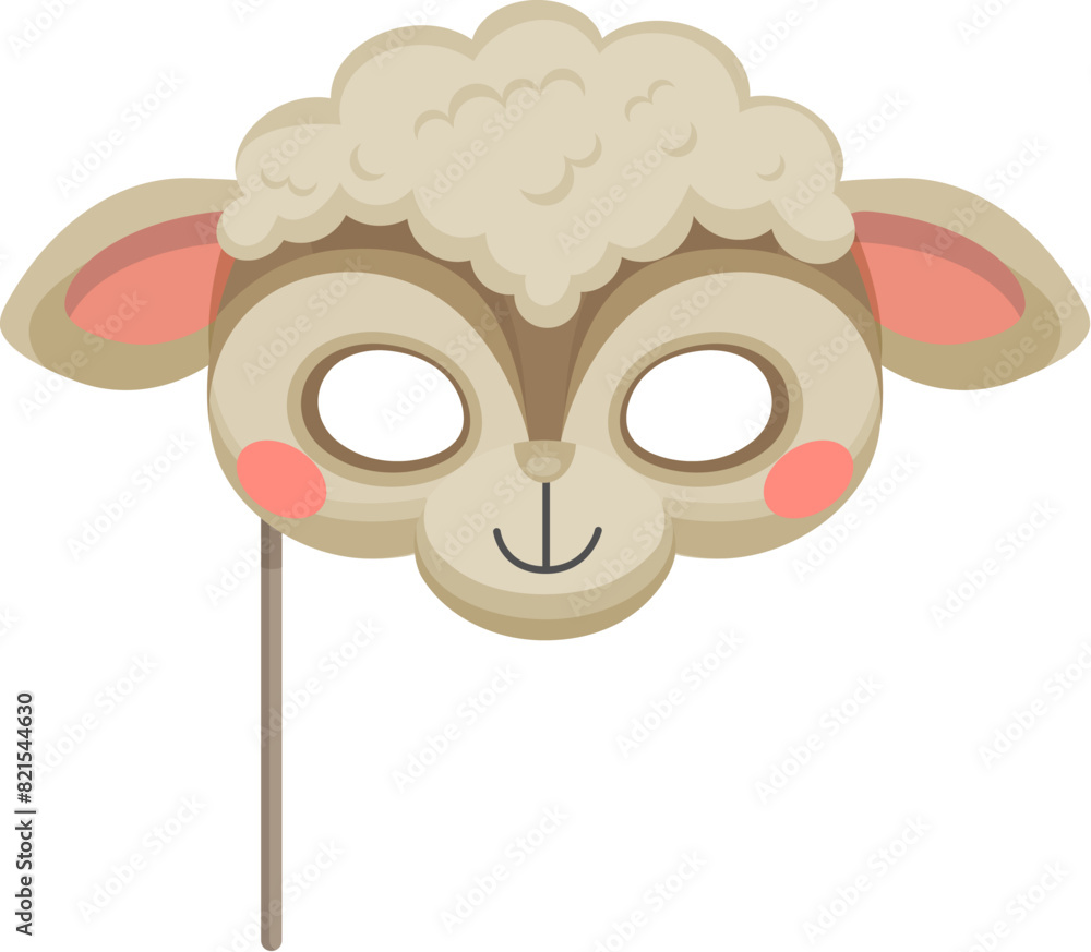 Sheep animal carnival party mask, vector costume of kids festival ...