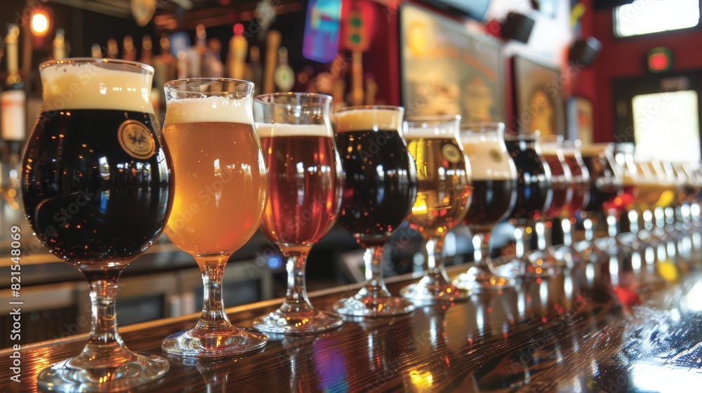 From pale ales to rich stouts, the glasses of beer line the bar like ...