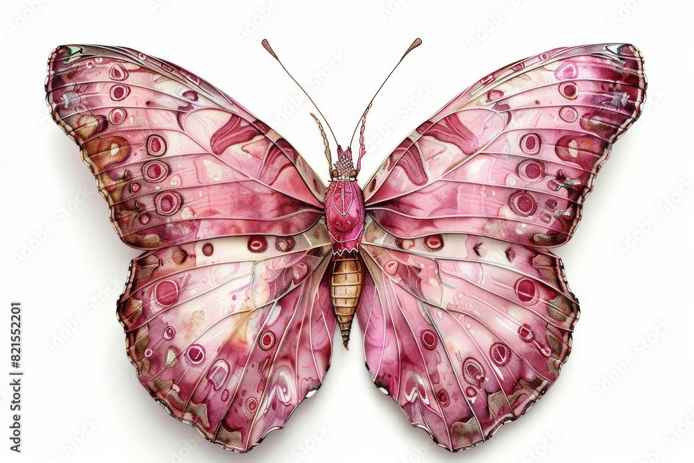 Pink butterfly with intricate patterns, isolated on white Perfect for ...