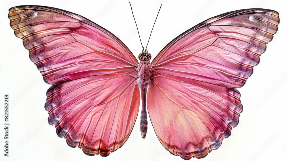 Pink butterfly with open wings, isolated on white background Perfect ...