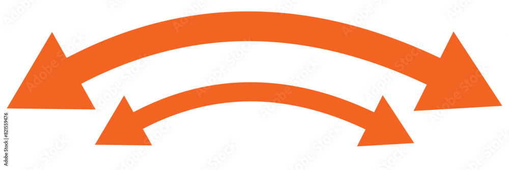 Dual sided arrow vector, icon, silhouette design. Semicircular curved ...