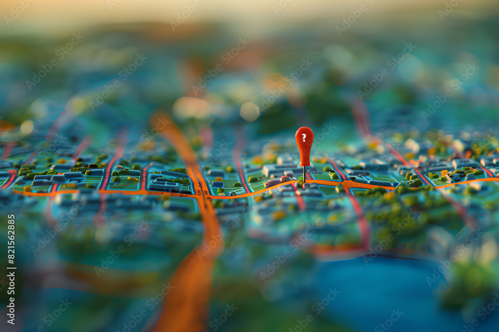 Detailed Map with Marked Locations and Pins Stock Illustration | Adobe ...