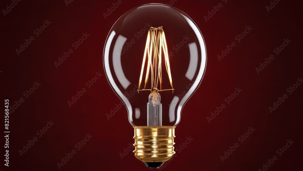 Vintage Edison bulb with visible filament against rich red velvet ...