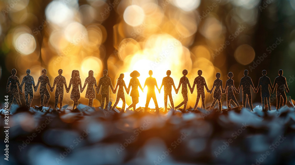 Black and white cutout paper figures, concept of diversity ...