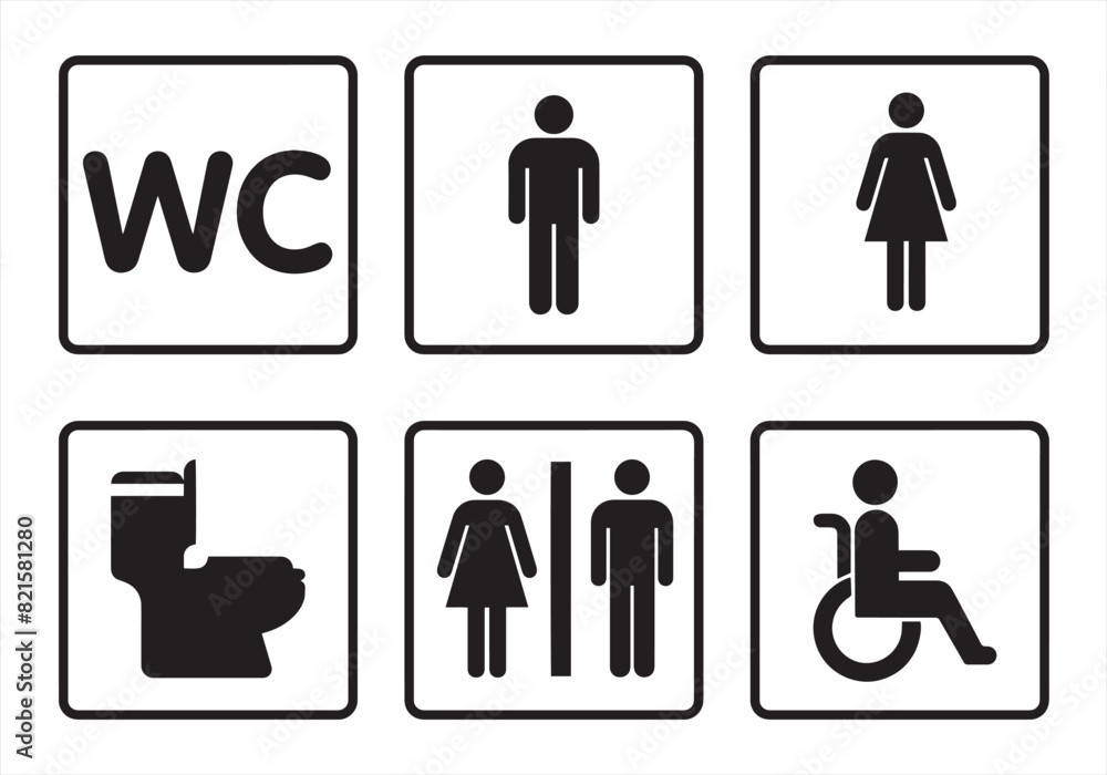 Toilet icons set, toilet signs, WC signs – vector Stock Vector | Adobe ...