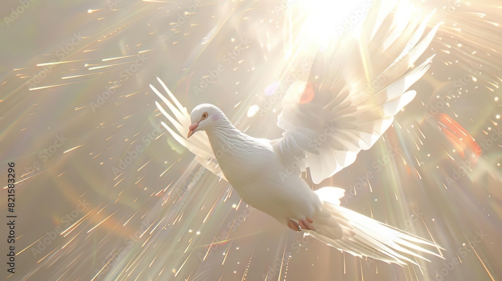 ascending white dove flying towards heavenly light spiritual digital ...