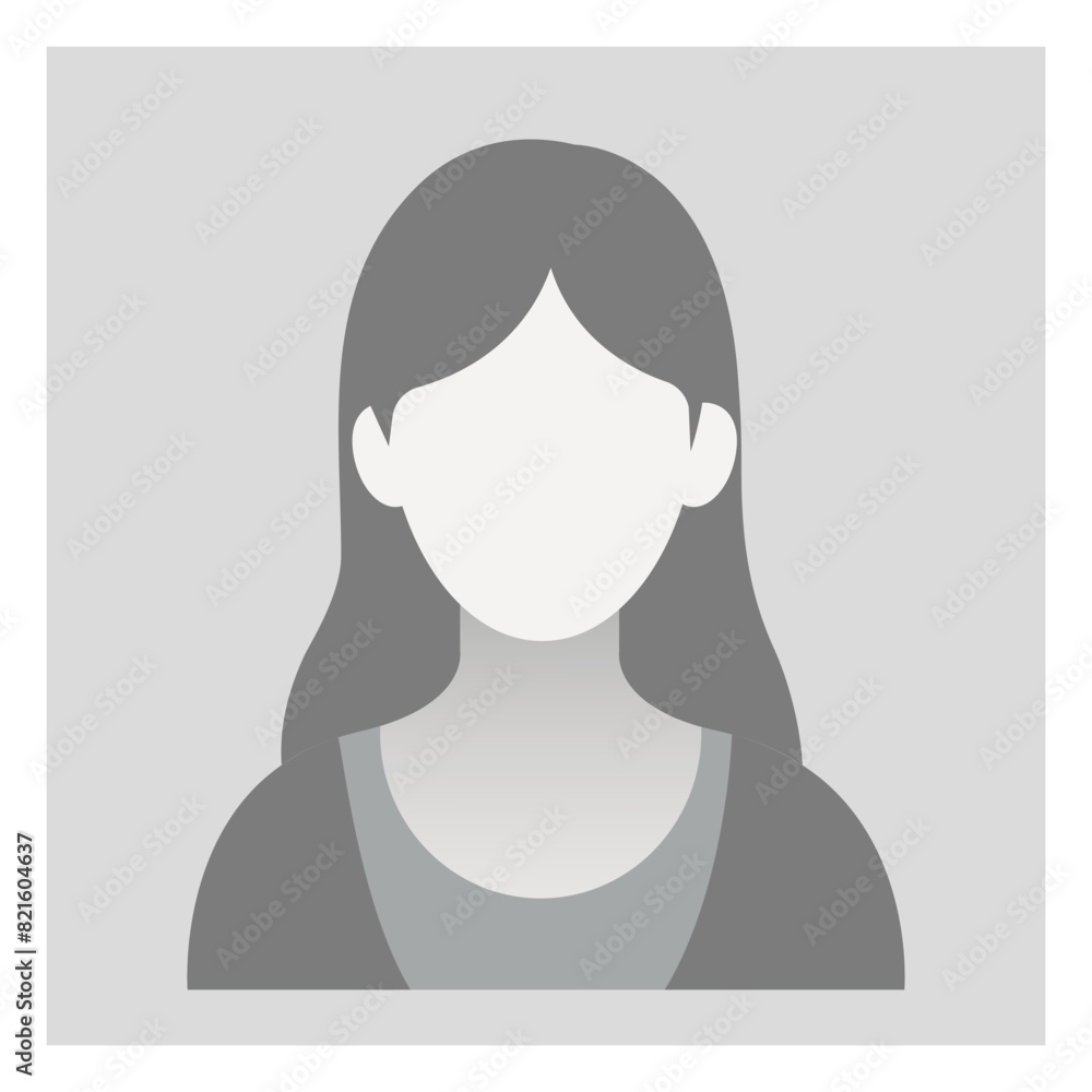 Placeholder Avatar. Female Default Woman user Image. Gray Profile. Face ...