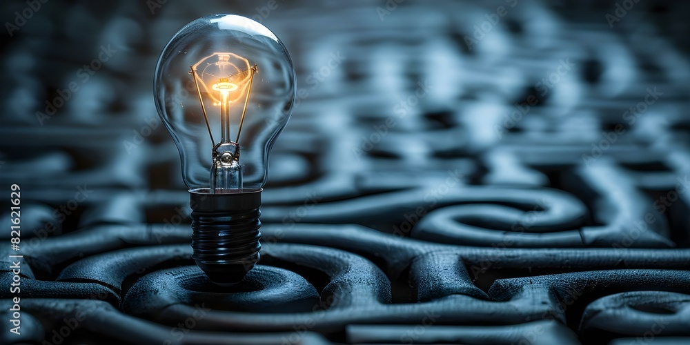 Foto de Navigating a maze of creative problem-solving with a light bulb ...