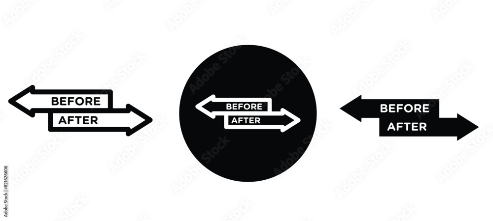 set of labels showing before and after, before and after with arrows ...