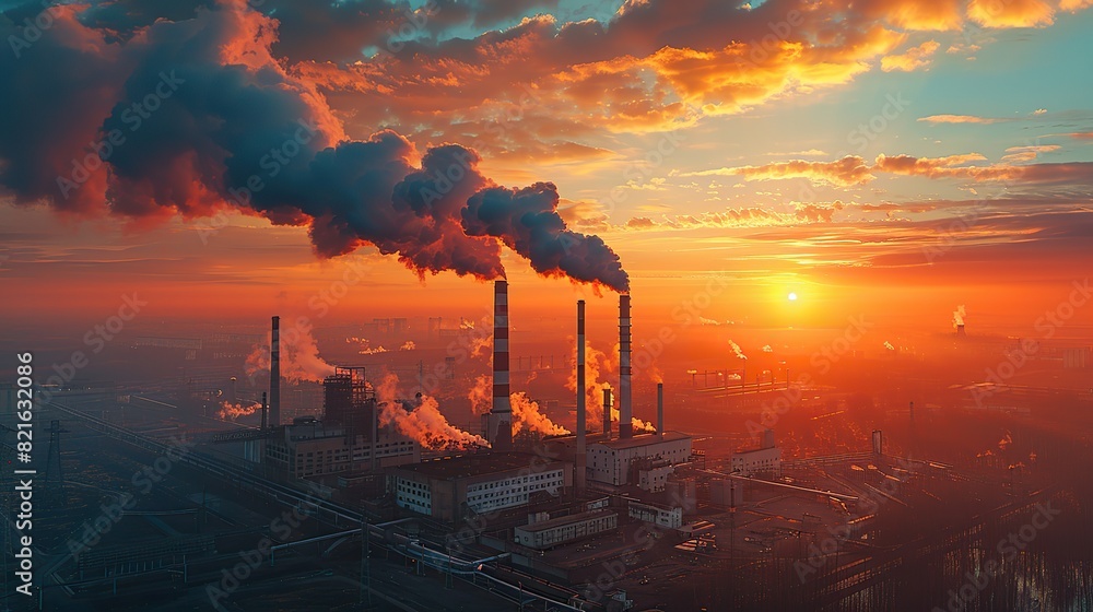 A factory with smokestacks spewing thick black smoke conceptual ...
