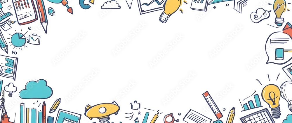 Minimalist Doodle Border Design with Blank Space for Corporate Business ...