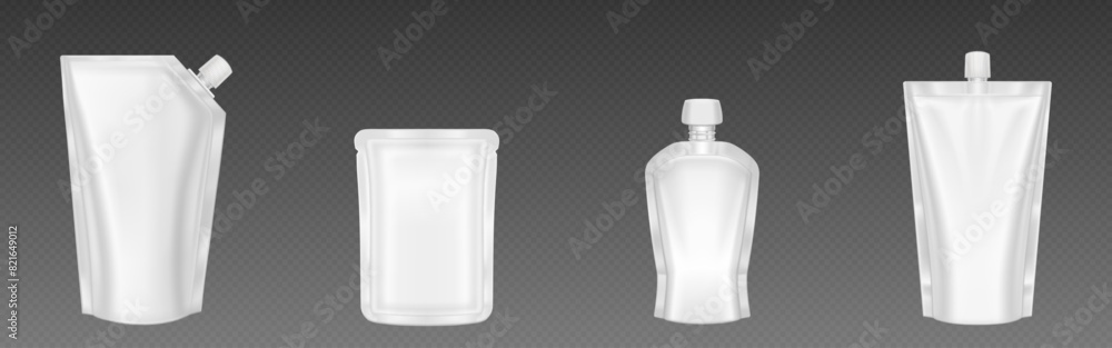 Doypack package mockup. Plastic blank pouch bag. 3d doy pack with cap ...