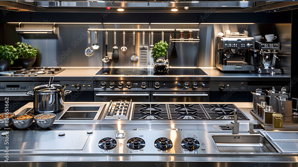 Work Surface and Kitchen Equipment, Modern Culinary Workspace with ...