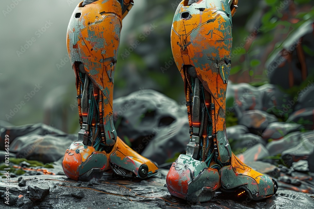 Cyberpunk Assassin: Cybernetic Legs 4K Cell-Shaded Concept Art Stock ...