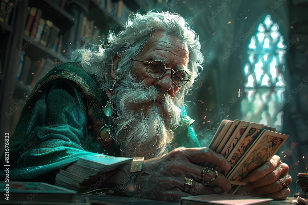 Wizard's Card Shuffle in Enchanted Illumination - Fantasy Concept Art ...