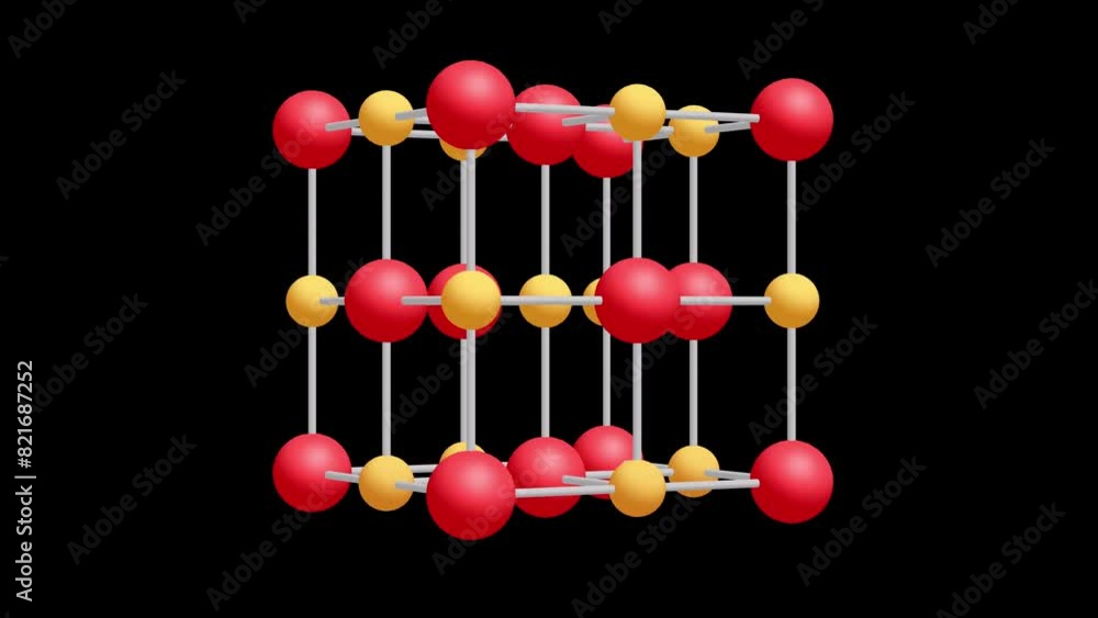 Crystal lattice molecule grid rotates. Sodium chloride rock salt. 4K ...