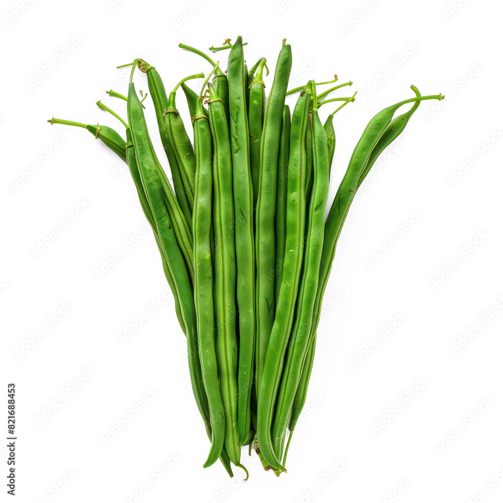 Snake beans/Yard long beans front view full length on transparency ...