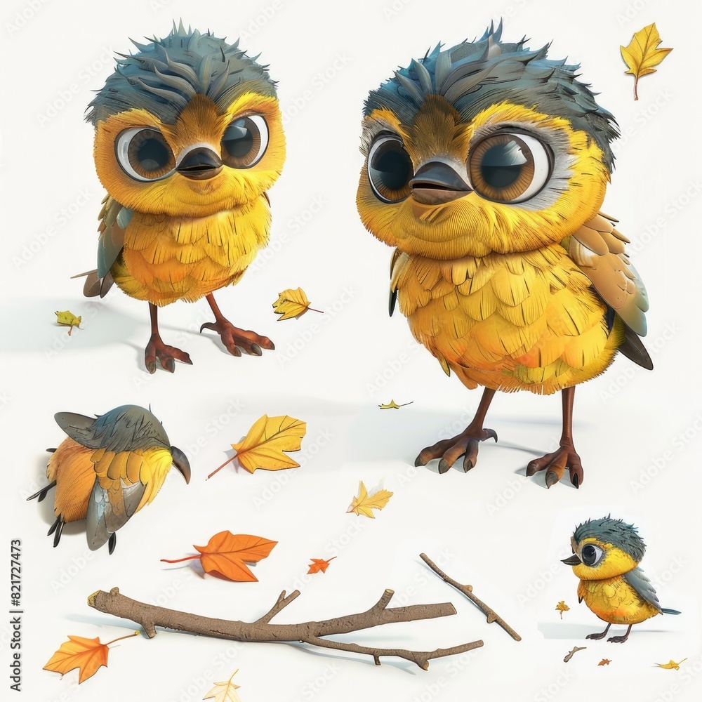 Little Bee Eater Bird Cute character multiple posses and expression ...