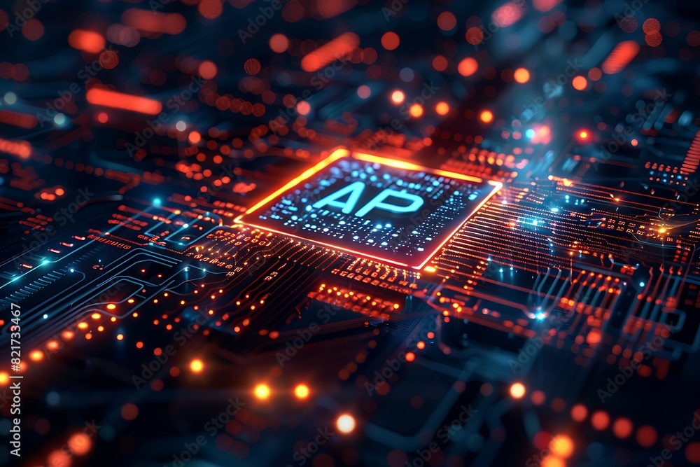 A digital technology background with a focus on the acronym API, which ...