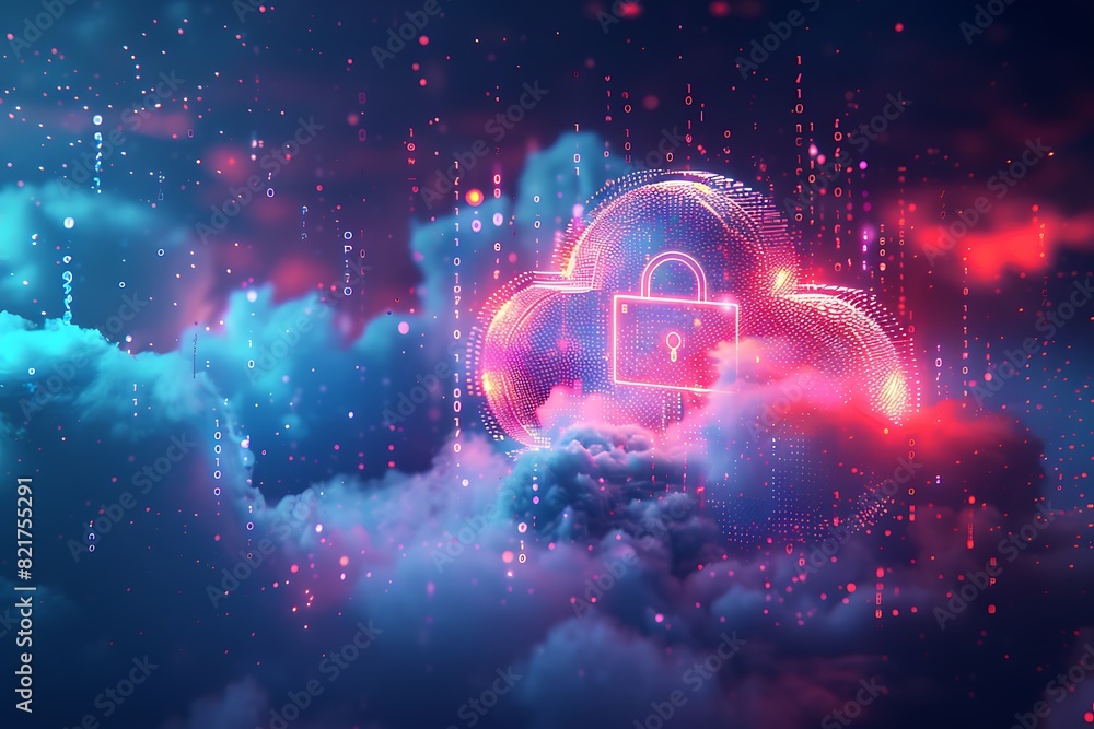 Abstract illustration of cloud security services, stylized cloud icon ...