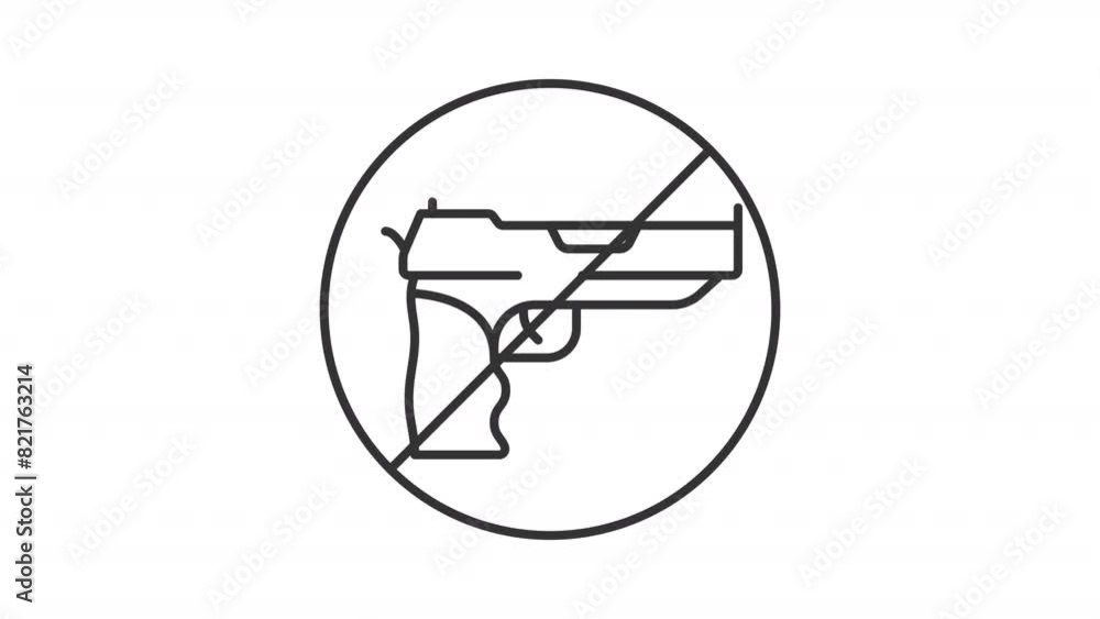 Gun control line animation. Animated crossed out gun icon. Weapon ...