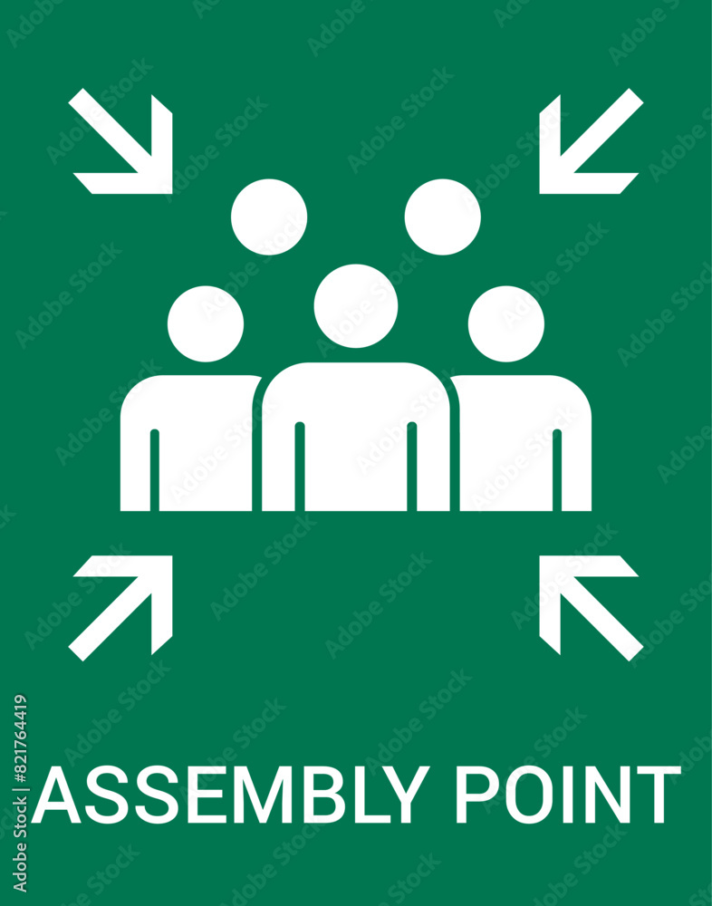 Emergency evacuation assembly point sign. Assembly point icon. Safety ...