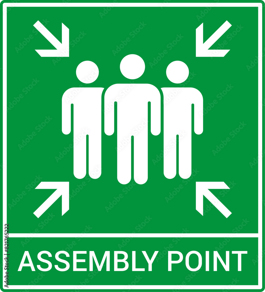 Emergency evacuation assembly point sign. Assembly point icon. Safety ...