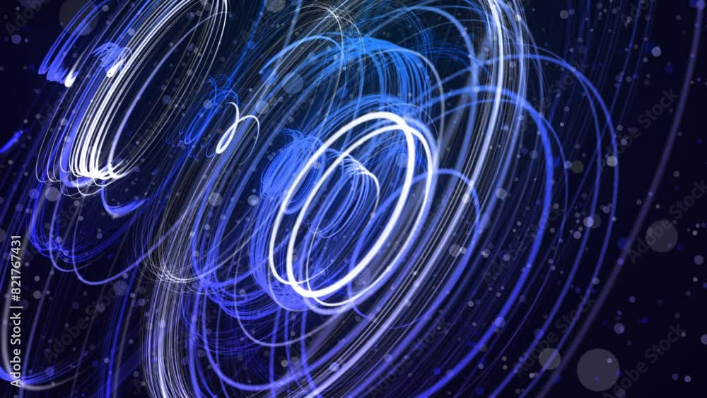 Flow of lines twisted and form round structure. Light streaks or blue ...