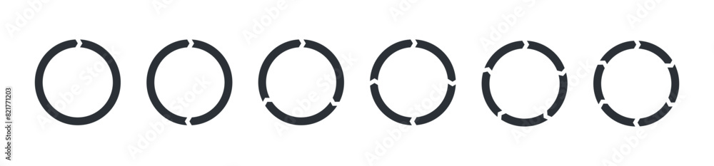 Rotation arrows in circular motion. Circle arrow combinations. Set of ...
