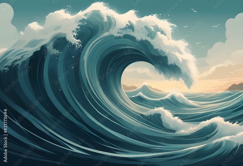 Rolling waves sweep across the sea, their relentless motion carving ...